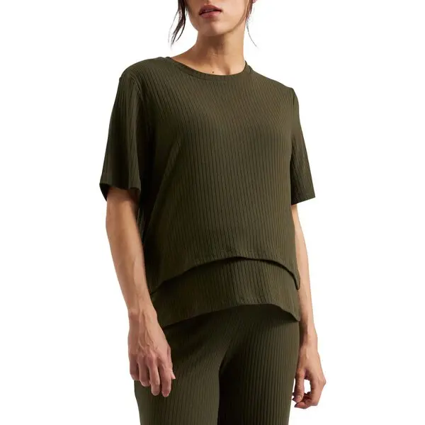 RIPE MATERNITY Rib Nursing Top - Khaki