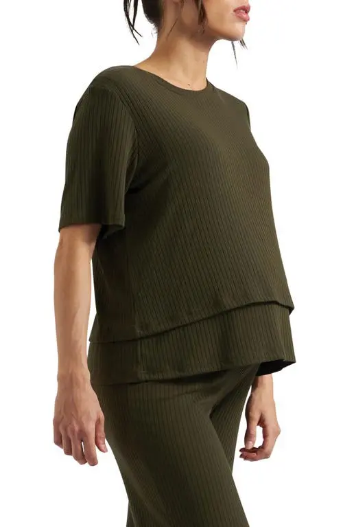 RIPE MATERNITY Rib Nursing Top - Khaki