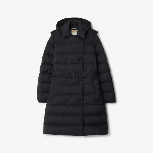 Burberry Mid-length Hooded Puffer Coat - Black