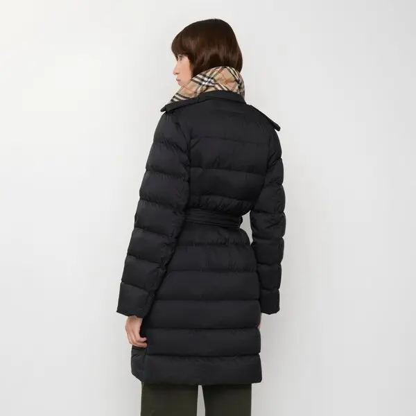 Burberry Mid-length Hooded Puffer Coat - Black