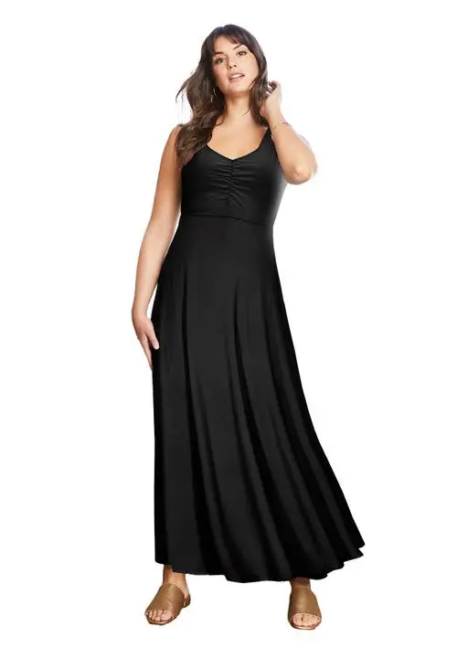JUNE + VIE Sleeveless Sweetheart Maxi Dress - Black