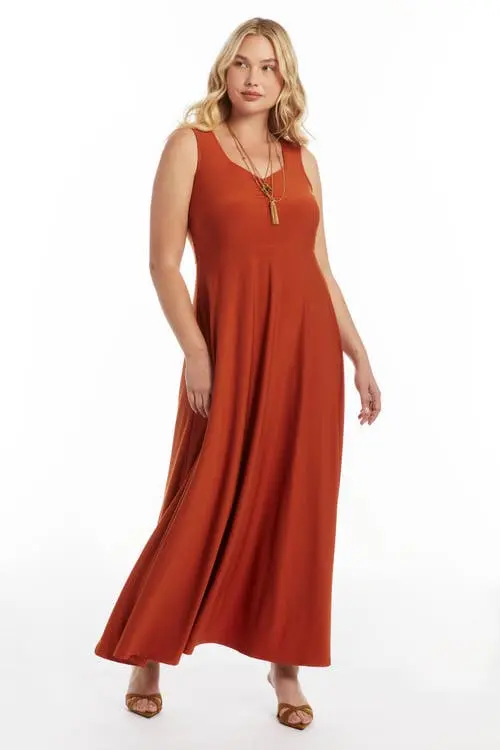 JUNE + VIE Sleeveless Sweetheart Dress - Umber