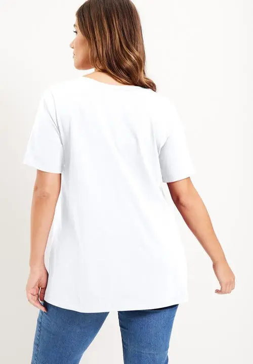 JUNE + VIE Short-sleeve V-neck Tunic - Black