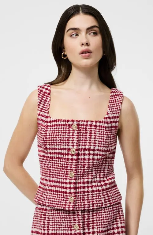 French Connection Houndstooth Check Button-up Vest