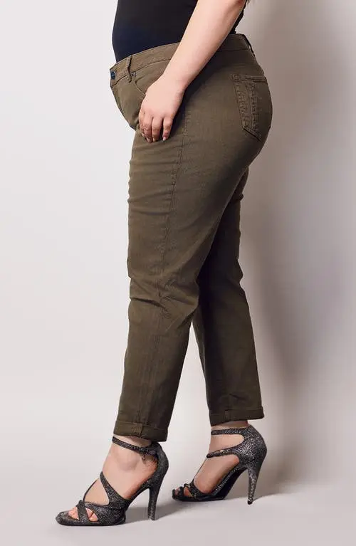 SLINK JEANS Mid Rise Ankle Boyfriend Jeans - Forest