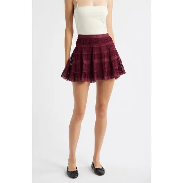 LoveShackFancy Tiered A-line Mini Skirt