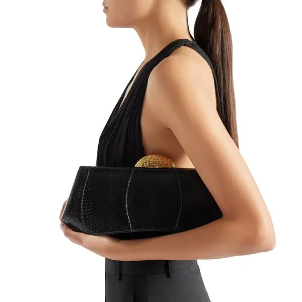 GIUSEPPE ZANOTTI Elaphe Carinata Clutch Bag - Black