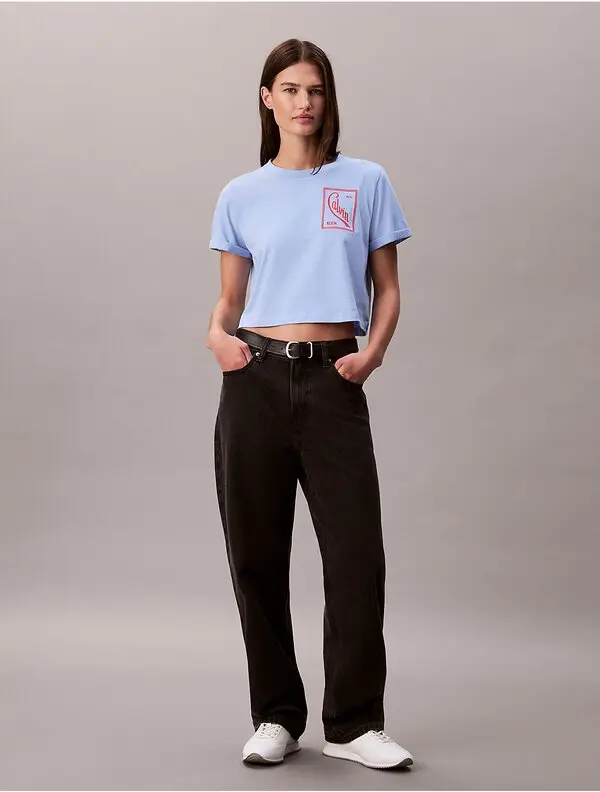 Calvin Klein Script Logo Boxy T-shirt - Moderate Blue