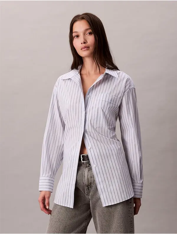 Calvin Klein Poplin Striped Button-down Shirt - Halogen Blue