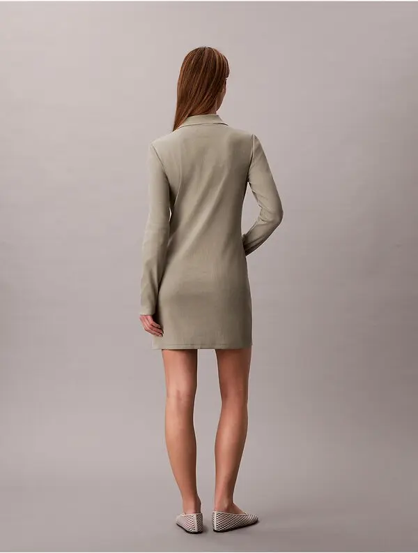 Calvin Klein Monologo Rib Polo Mini Dress - Shadow
