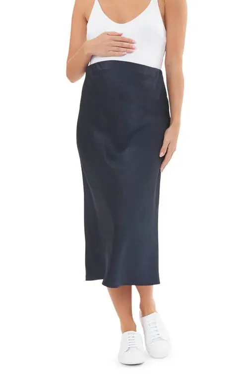 RIPE MATERNITY Lexie Satin Skirt - Navy