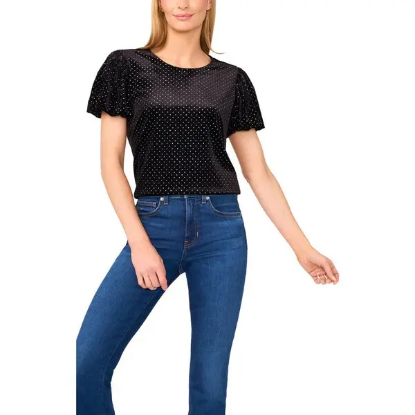 CECE DUPRAZ Bubble Sleeve Velvet Top