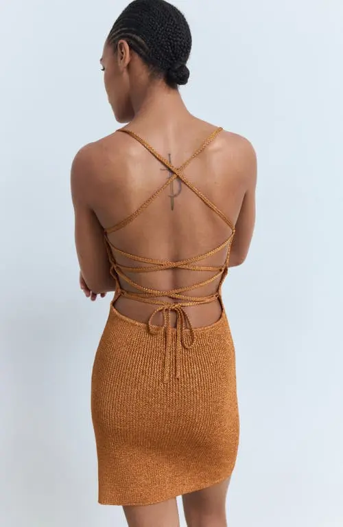 Mango Metallic Knit Body-Con Sweater Dress In Copper - 45% Off |  Editorialist