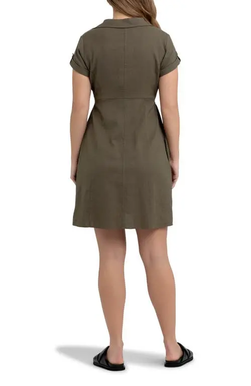 RIPE MATERNITY Colette Tie Up Linen Dress - Olive