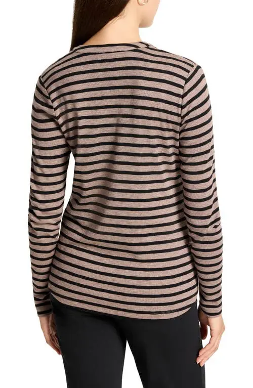 NIC+ZOE Stripe Long Sleeve Henley T-shirt