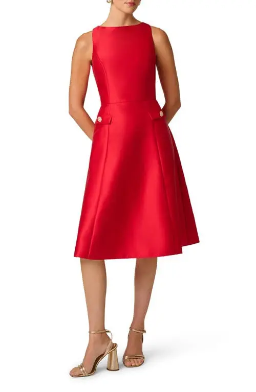Adrianna Papell Sleeveless Fit & Flare Midi Dress - Red