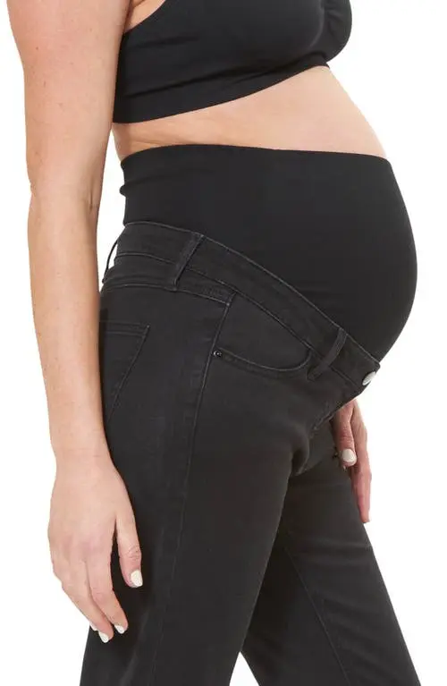 RIPE MATERNITY Hunter Over Bump Crop Jean - Black