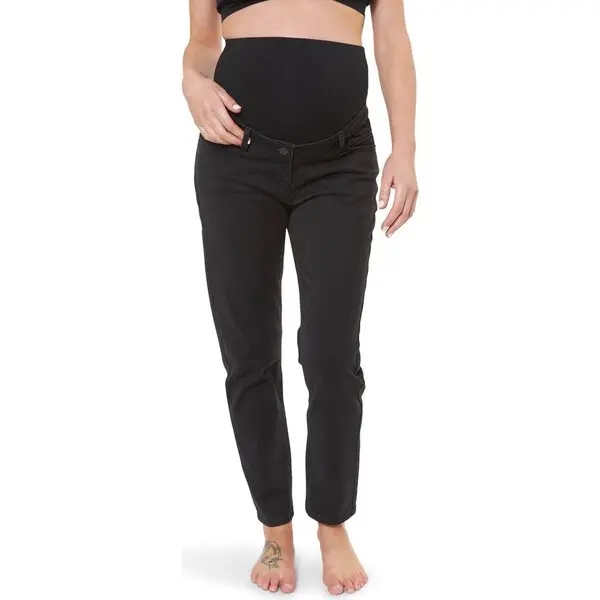 RIPE MATERNITY Hunter Over Bump Crop Jean - Black