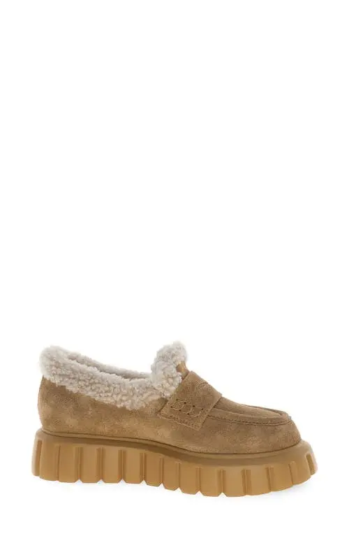 VOILE BLANCHE Grenelle Genuine Shearling Platform Loafer - Brown