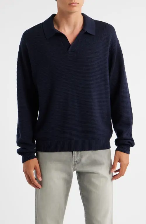 FRAME Textured Wool And Cashmere Sweater - Dark Navy