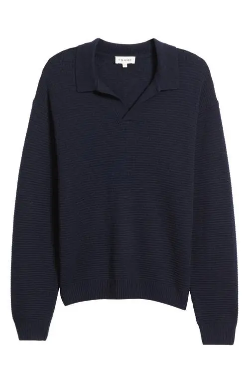 FRAME Textured Wool And Cashmere Sweater - Dark Navy