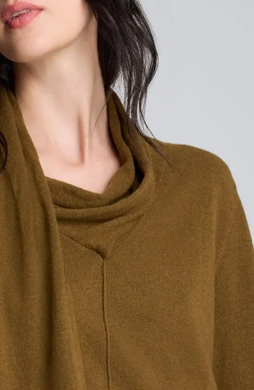 KENNETH COLE Cowl Neck Sweater With Attached Scarf