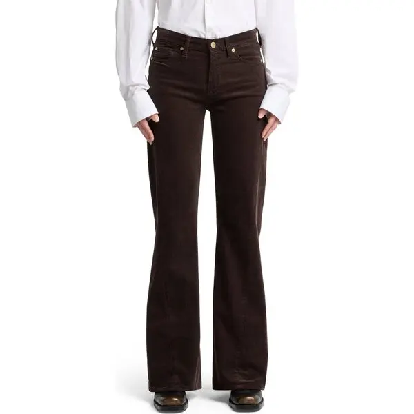 7 For All Mankind Dojo Tailorless Twist Seam Flare Corduroy Pants - Corduroy Coffee