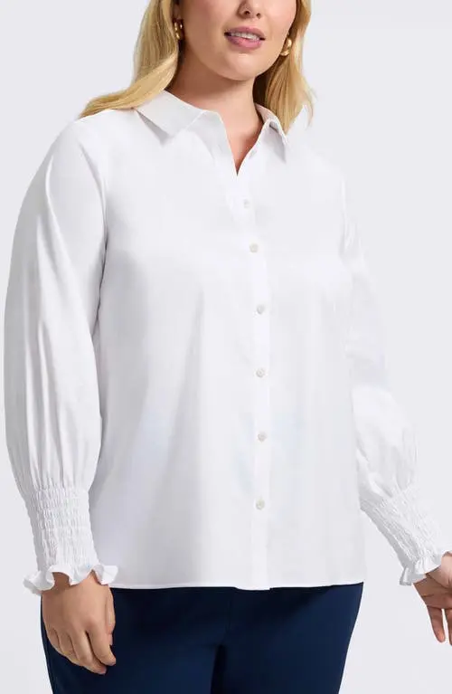 Foxcroft Avril Matte Sateen Button-up Shirt - White