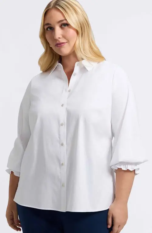 Foxcroft Avril Matte Sateen Button-up Shirt - White