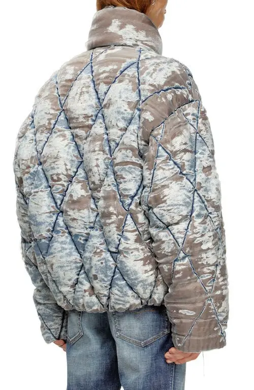 DIESEL® W-kons Distressed Denim Quilted Jacket