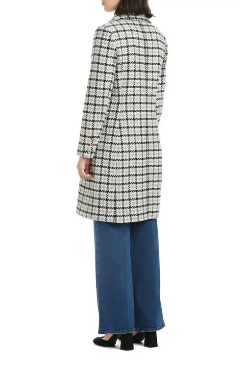Kate Spade New York Single Breasted Notch Lapel Coat - Mini Houndstooth Check
