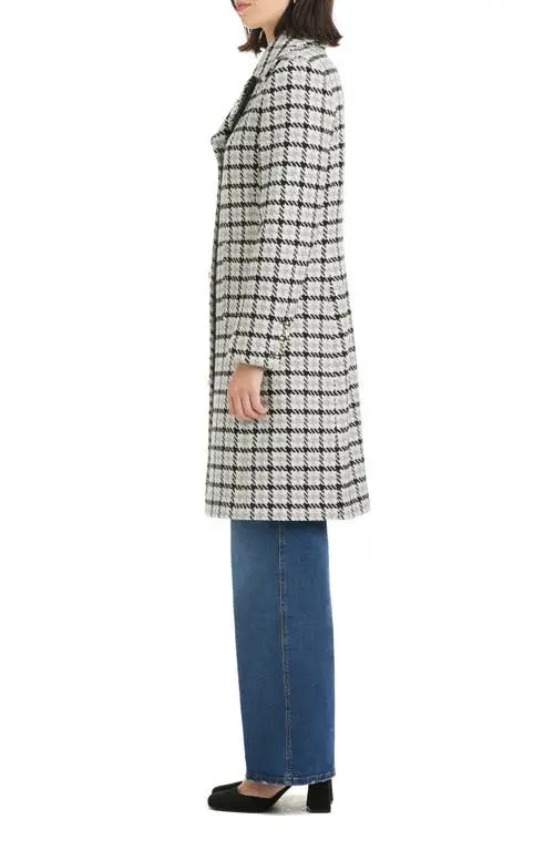 Kate Spade New York Single Breasted Notch Lapel Coat - Mini Houndstooth Check