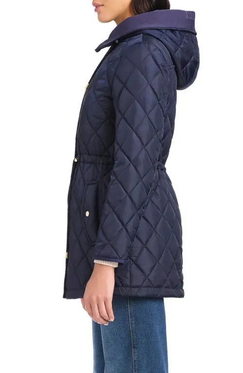 Kate Spade New York Water Resistant Hooded Quilted Jacket - Planetary Navy