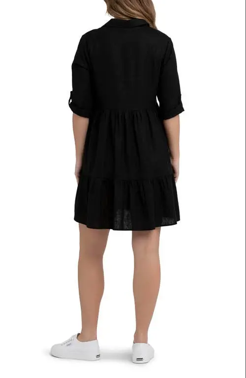 RIPE MATERNITY Adel Linen Blend Shirt Dress - Black