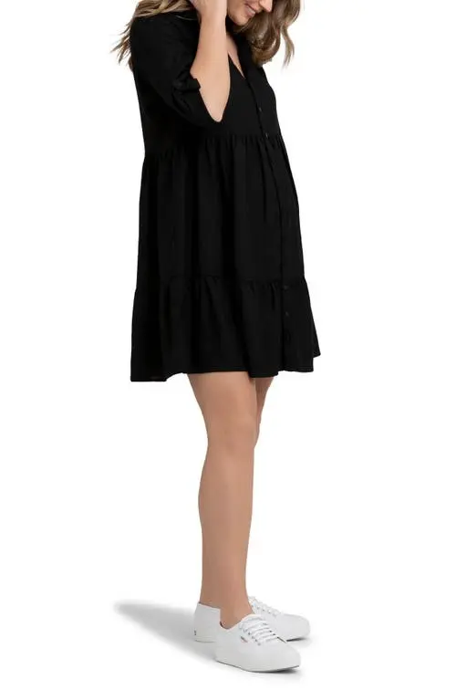 RIPE MATERNITY Adel Linen Blend Shirt Dress - Black