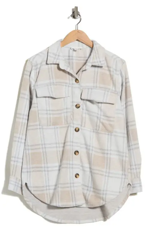 BEACHLUNCHLOUNGE Taelyn Oversized Plaid Shirt - Parchment