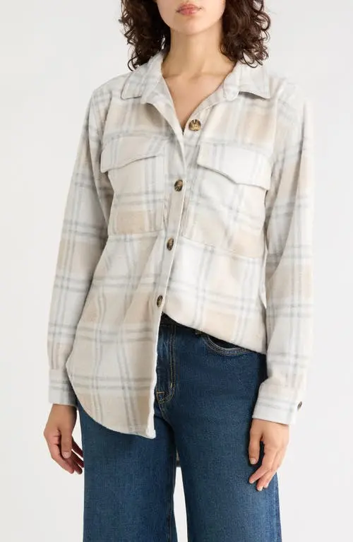 BEACHLUNCHLOUNGE Taelyn Oversized Plaid Shirt - Parchment