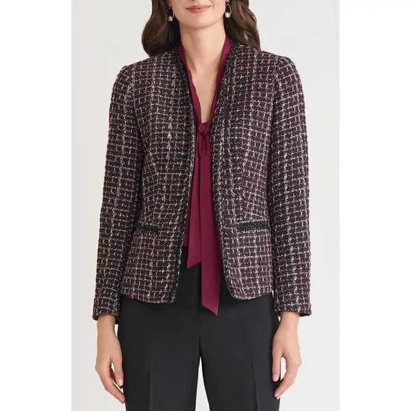 KASPER Collarless Tweed Kiss-lock Jacket