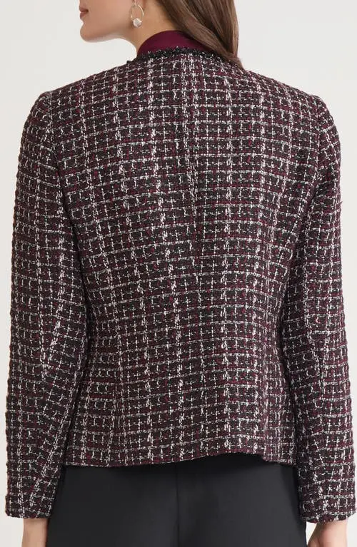 KASPER Collarless Tweed Kiss-lock Jacket