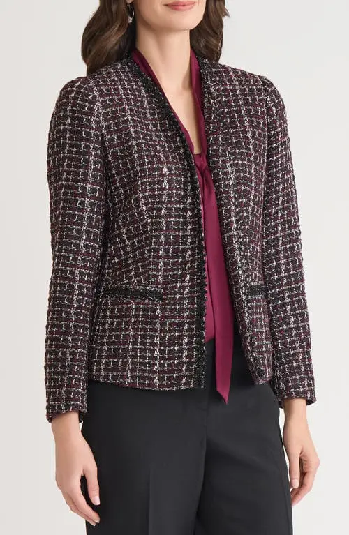 KASPER Collarless Tweed Kiss-lock Jacket