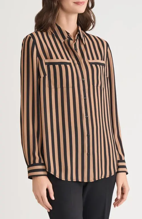 KASPER Stripe Button-up Shirt