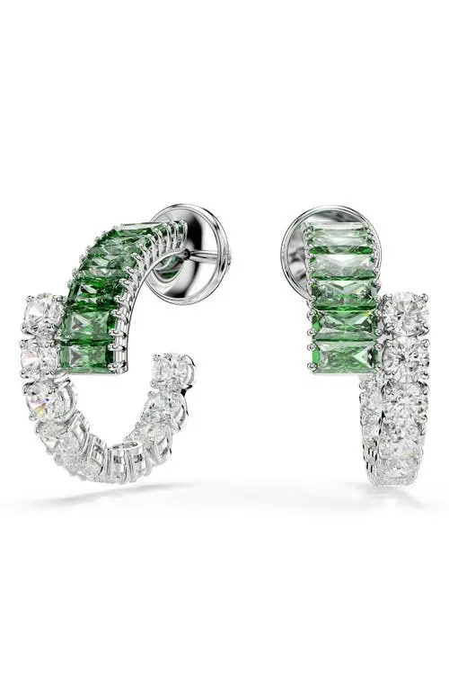 SWAROVSKI Matrix Hoop Earrings - Rhodium/green