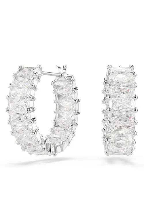 SWAROVSKI Matrix Inside Out Hoop Earrings - Rhodium/white