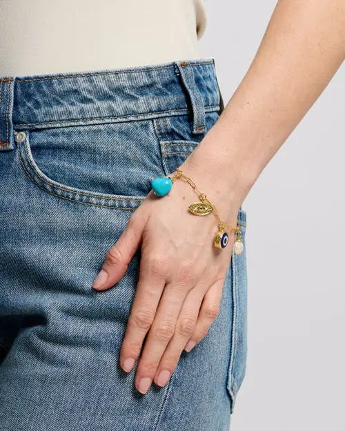 OTTOMAN HANDS Cornicello Charm Bracelet - Brass