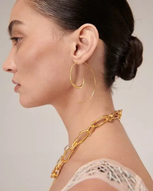 OTTOMAN HANDS Aegina Pull Through Hoop Earrings - Brass