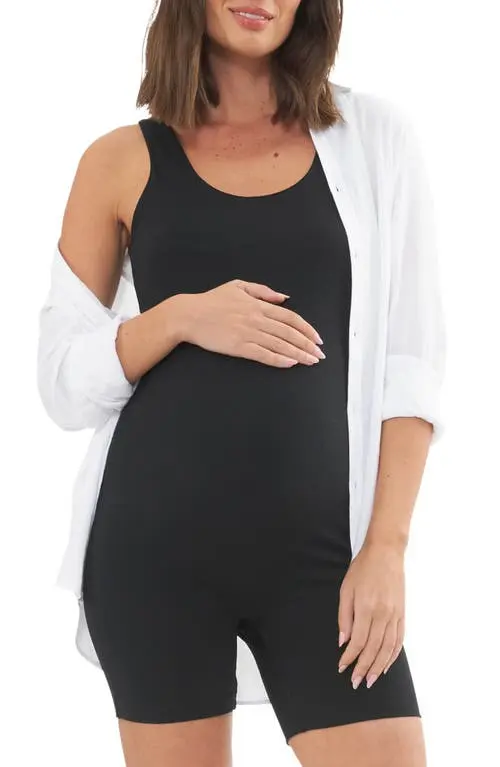 RIPE MATERNITY Luxe Knit Short Bodysuit - Black