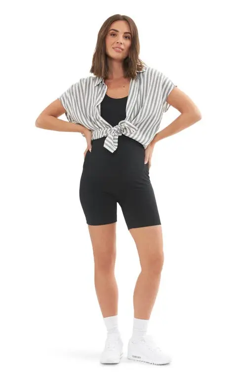 RIPE MATERNITY Luxe Knit Short Bodysuit - Black