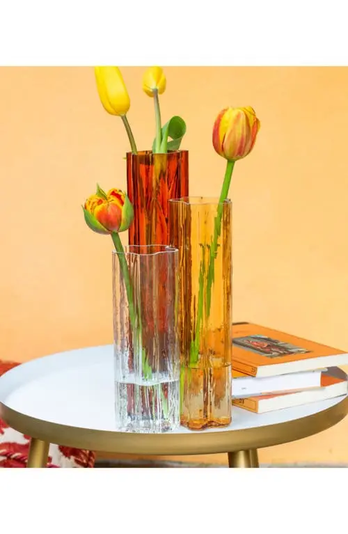 VIETRI Flora Triple Glass Vase - Medium Yellow