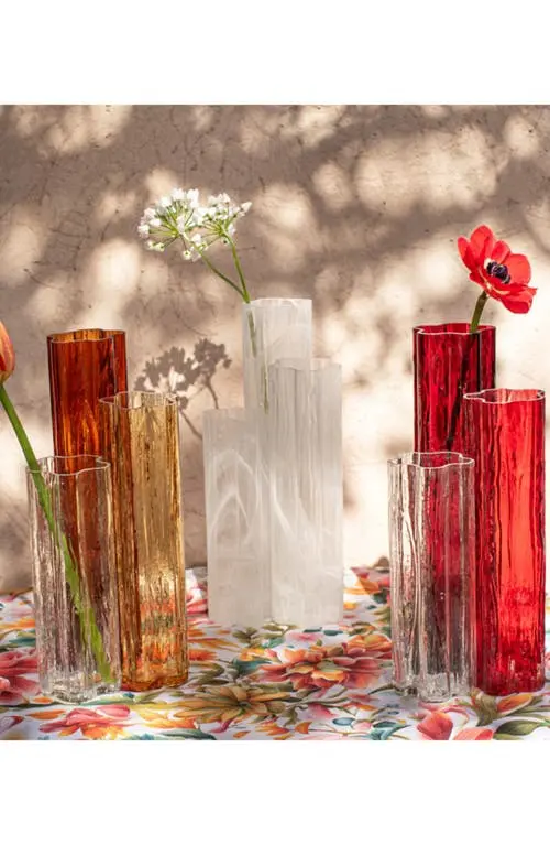 VIETRI Flora Triple Glass Vase - Medium Yellow