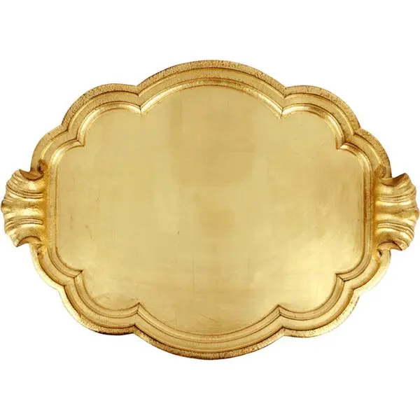 VIETRI Florentine Large Wood Tray - Gold